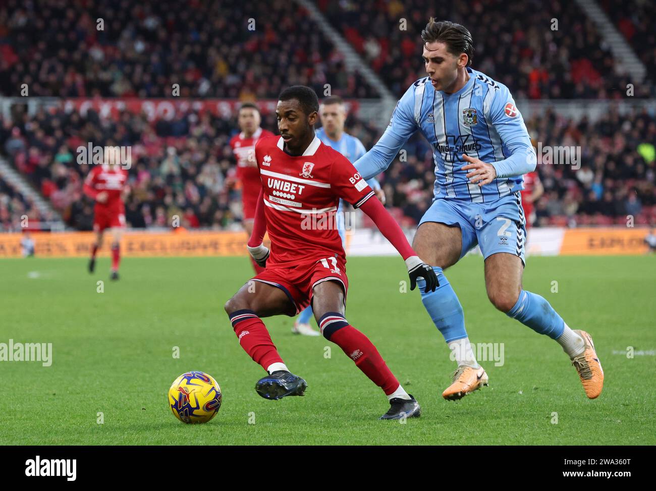 Middlesbrough, UK. 01st Jan, 2024. Isaiah Jones of Middlesbrough In ...