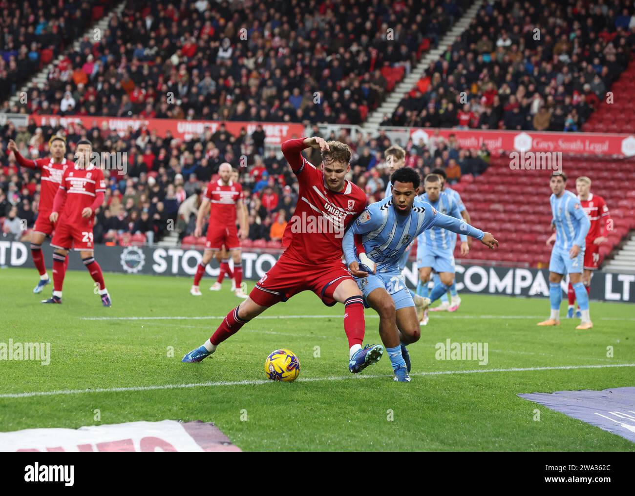 Middlesbrough, UK. 01st Jan, 2024. Rav van den Berg of Middlesbrough in ...