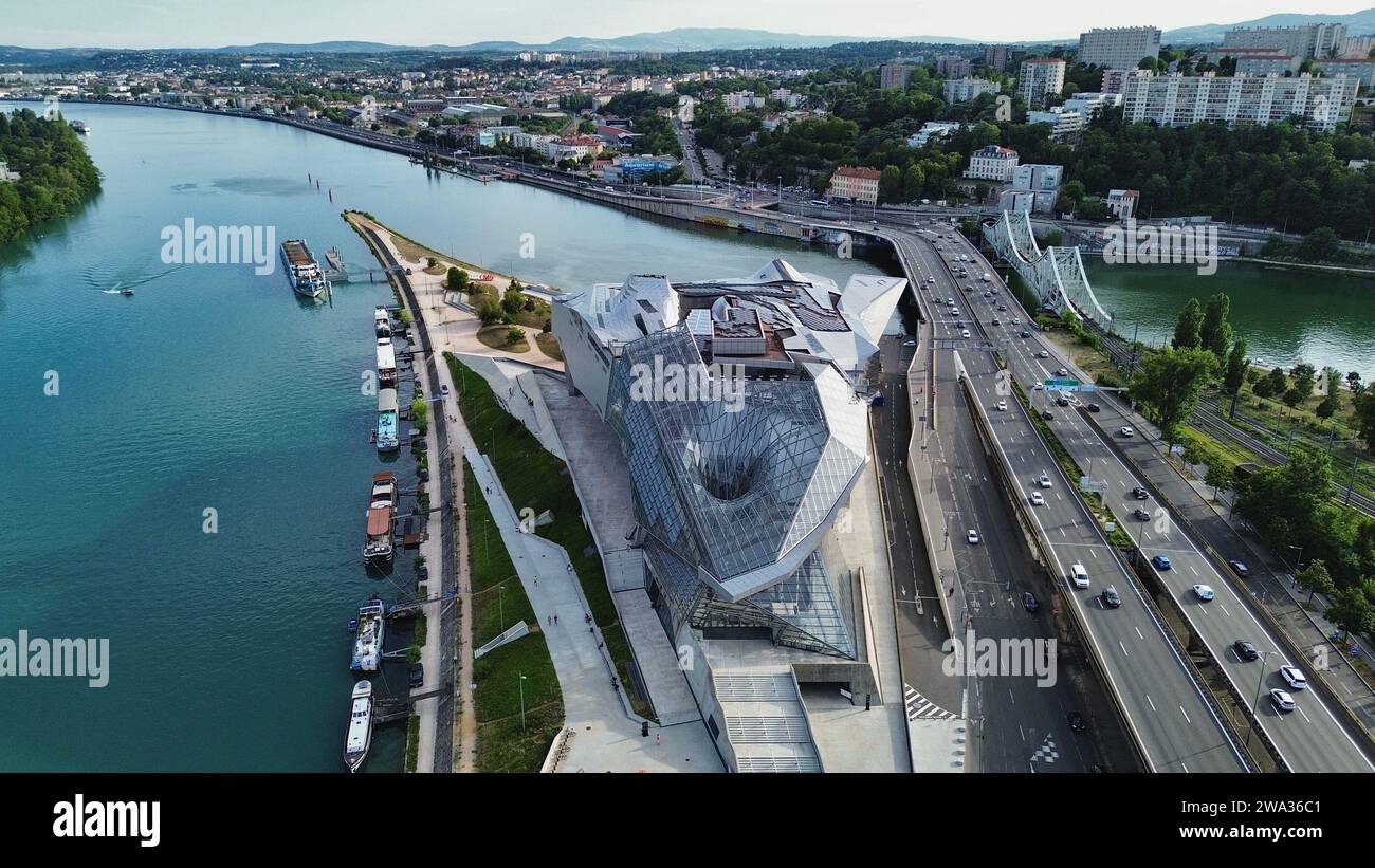 drone photo confluence museum Lyon France europe Stock Photo - Alamy