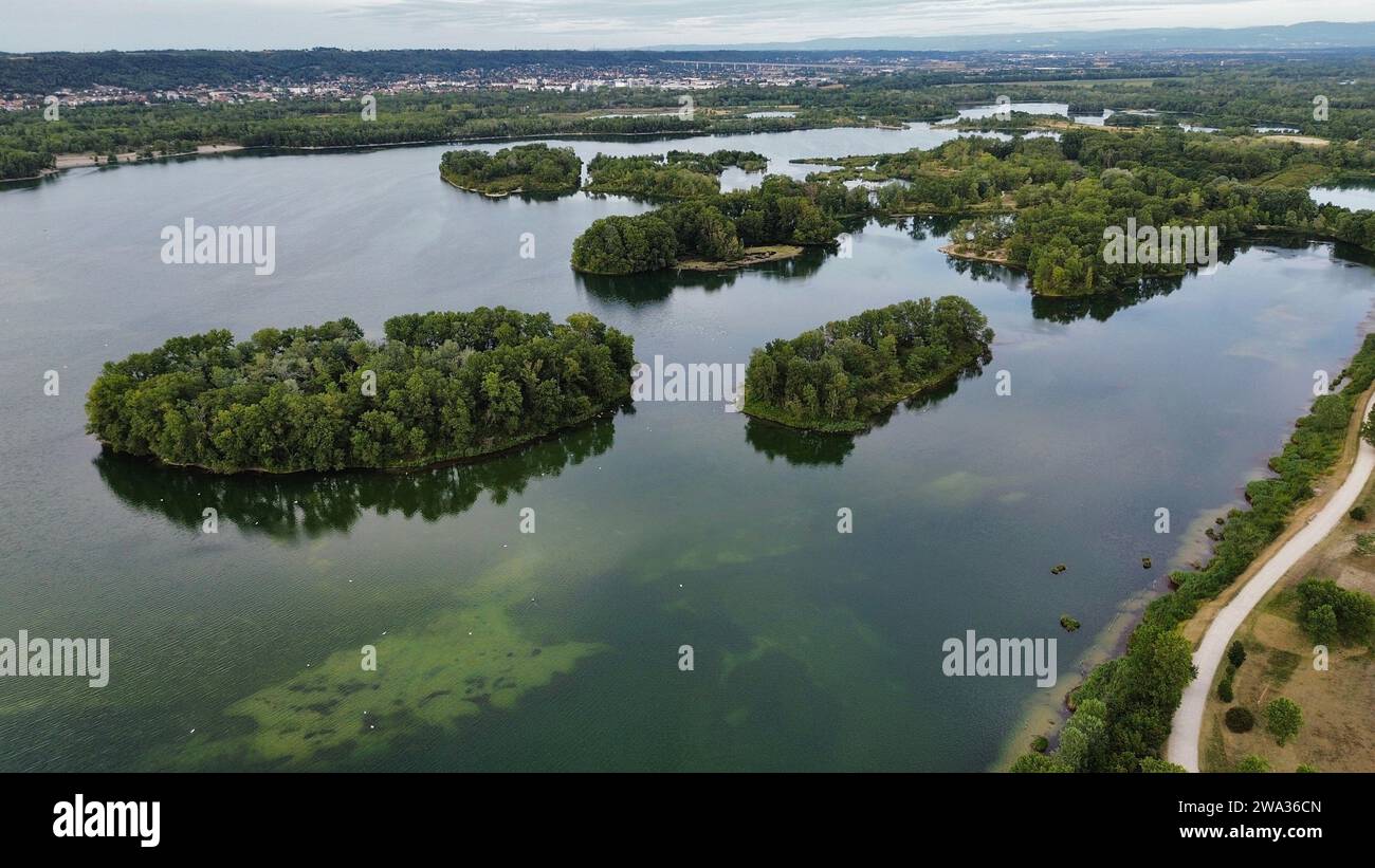 Drone photo grand parc miribel jonage lyon france hi-res stock ...