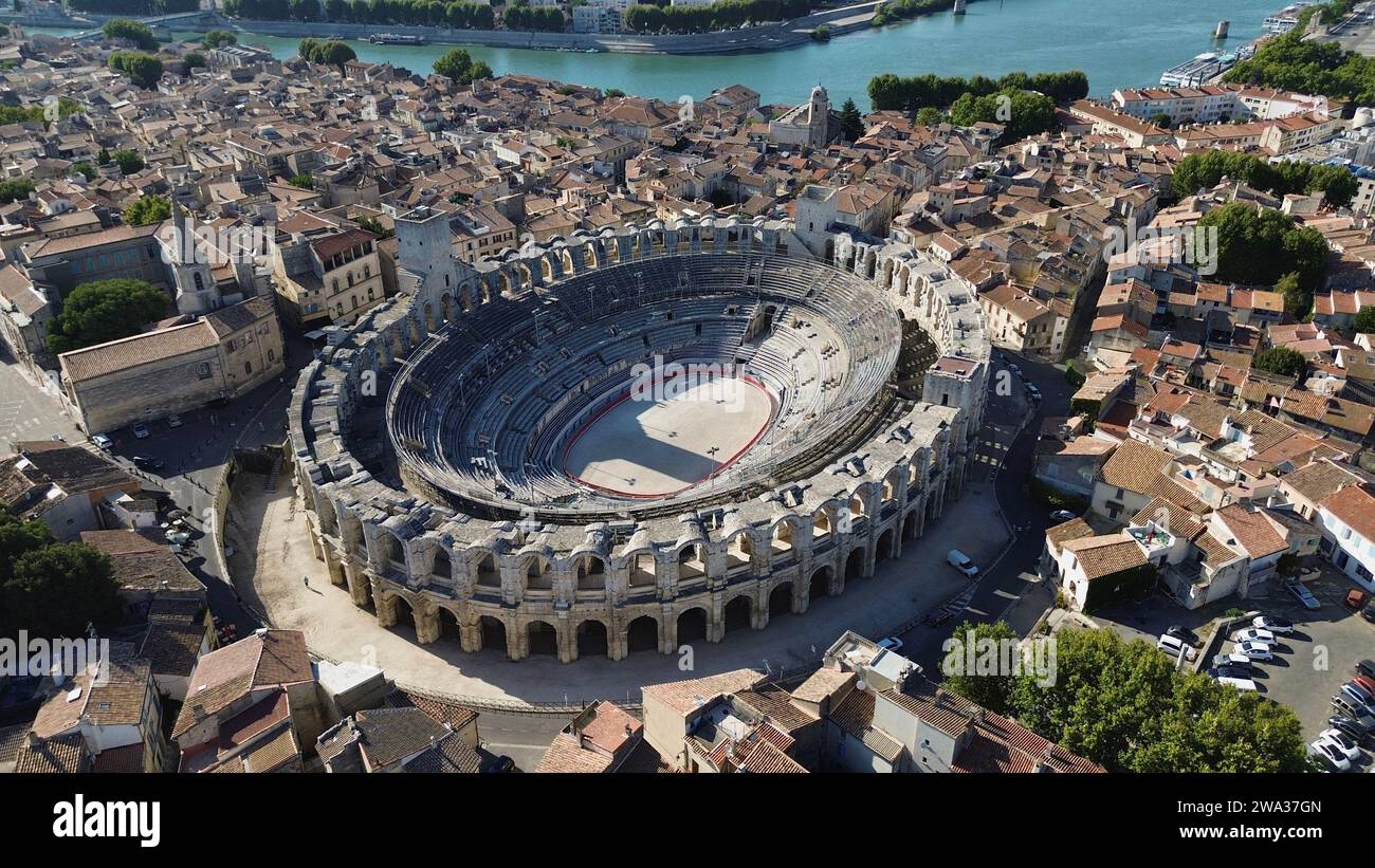 drone photo Arles Arena, arènes d'Arles France Europe Stock Photo - Alamy