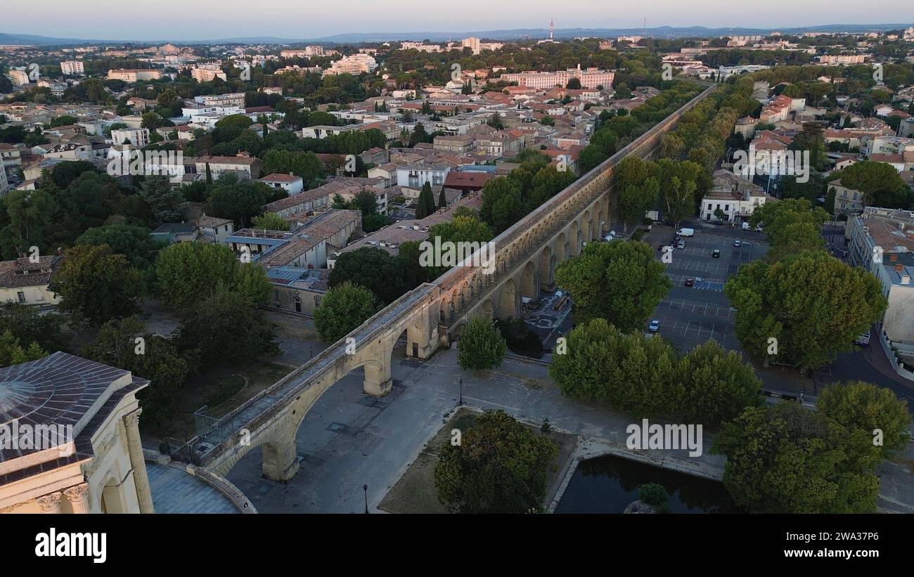 drone photo Saint-Clément aqueduct Montpellier France europe Stock ...