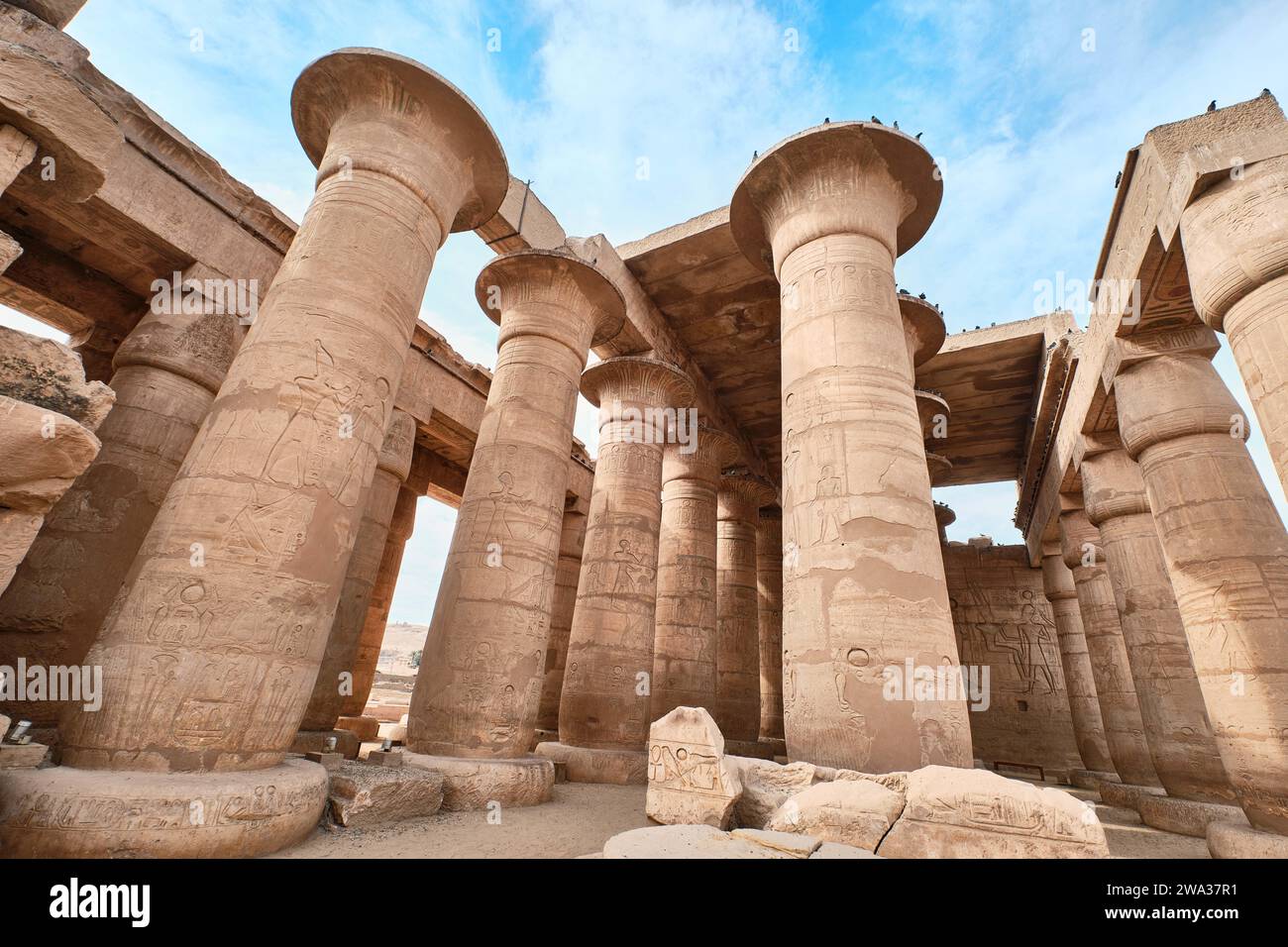 Luxor, Egypt - December 2023: The Ramesseum is the memorial temple or ...
