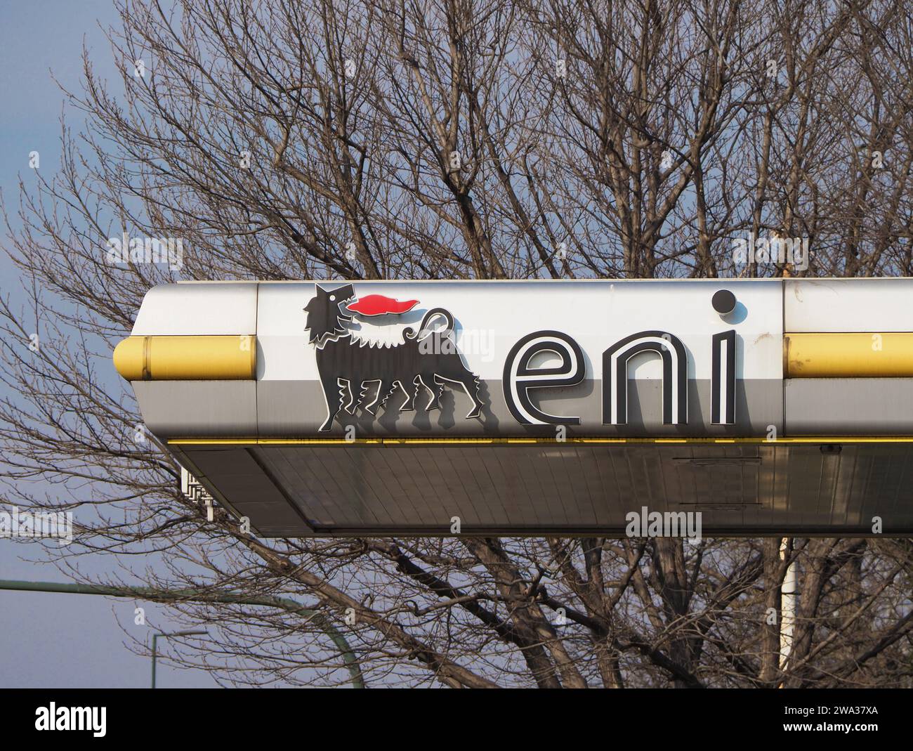 TURIN, ITALY - CIRCA FEBRUARY 2022: Eni Six Legged Dog Sign Stock Photo ...