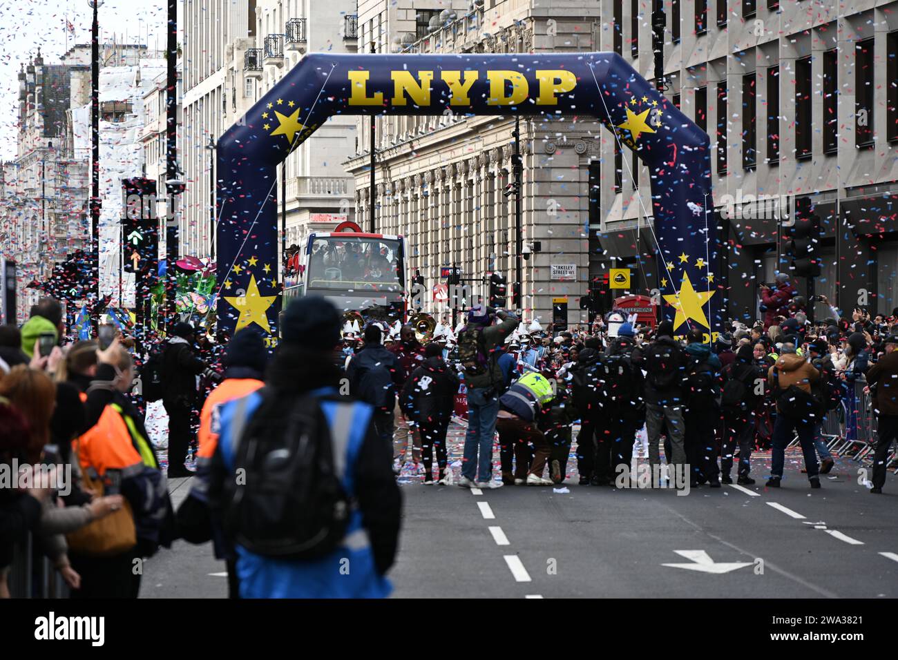 London, UK. 1st Jan, 2024. London's annual New Year parade featuring hundreds of float in ...