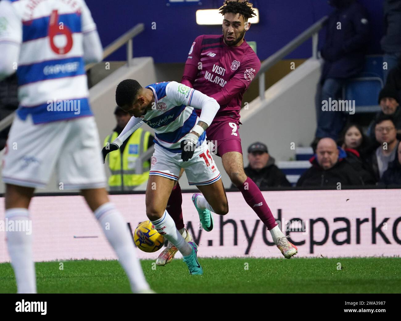LONDON, ENGLAND - JANUARY 1: Elijah Dixon-Bonner of QPR and Kion Etete ...