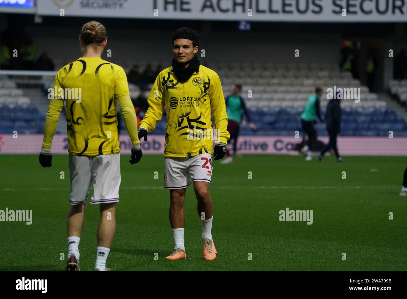 LONDON, ENGLAND - JANUARY 1: Aaron Drewe of QPR warming up prior to the ...