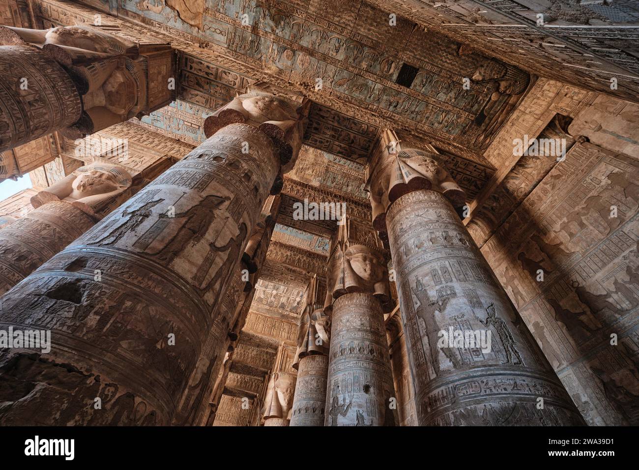 Qena, Egypt - December 27 2023: Columns of the Hypostyle Hall in Temple ...