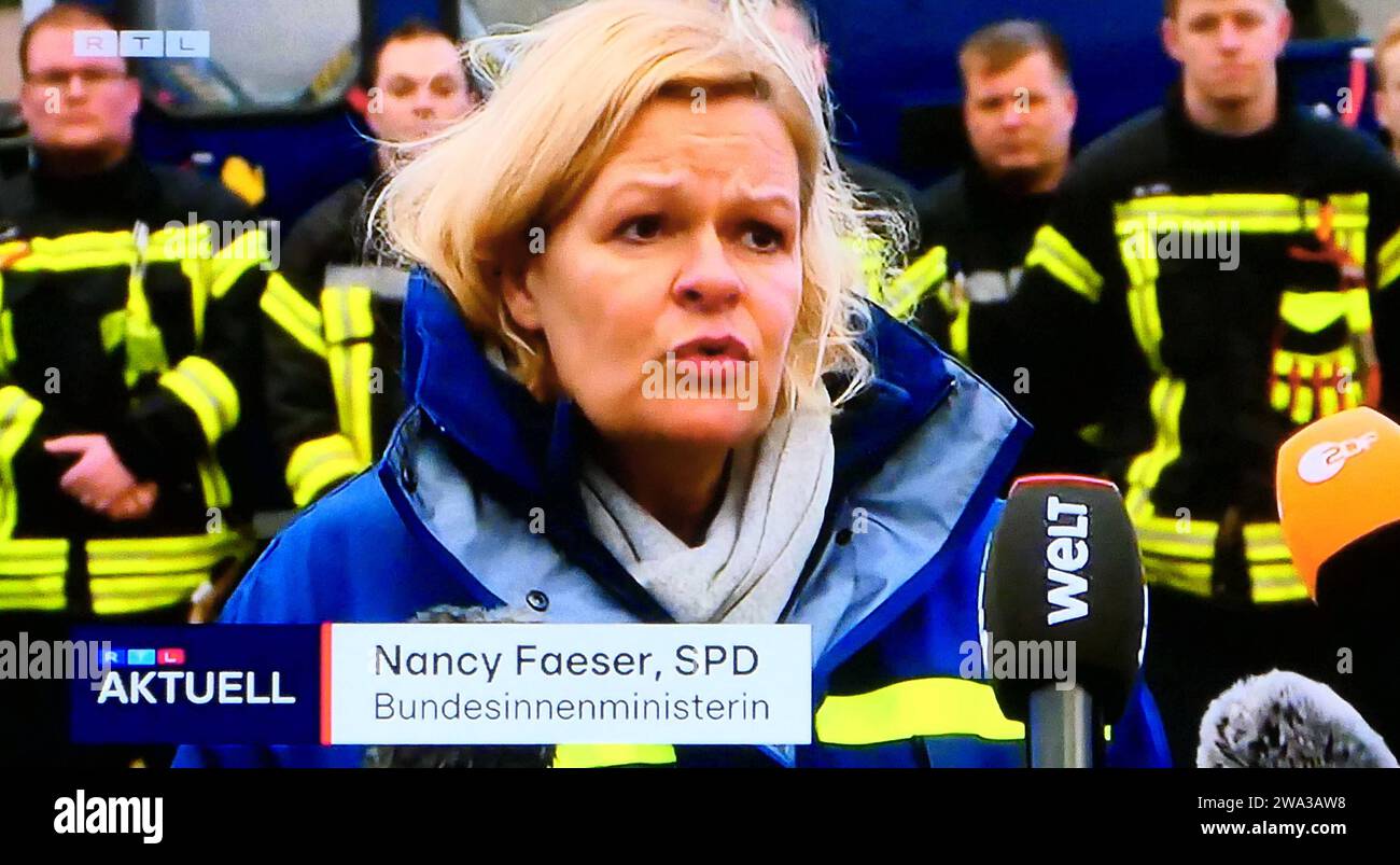 Nancy Faeser SPD am 01.01.2024 in RTL AKTUELL Ansprache *** Nancy ...