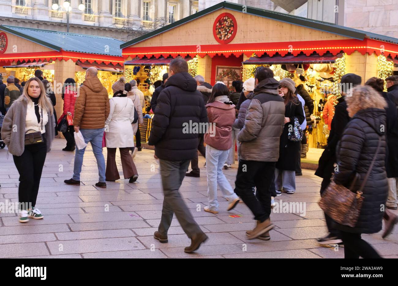 Milan, Italy. 01st Jan, 2024. Traditional walk in the city center on ...