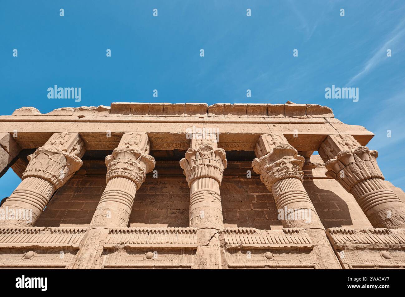 Egyptian column heads at Mammisi which is an ancient Egyptian small ...