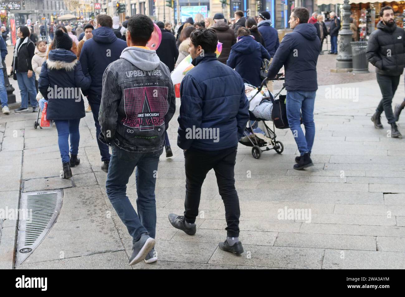 Milan, Italy. 01st Jan, 2024. Traditional walk in the city center on ...