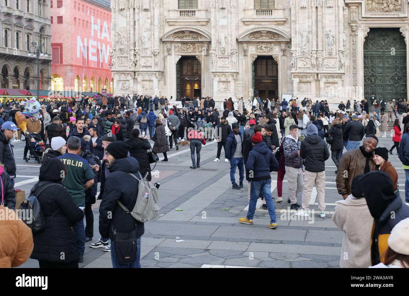 Milan, Italy. 01st Jan, 2024. Traditional walk in the city center on ...
