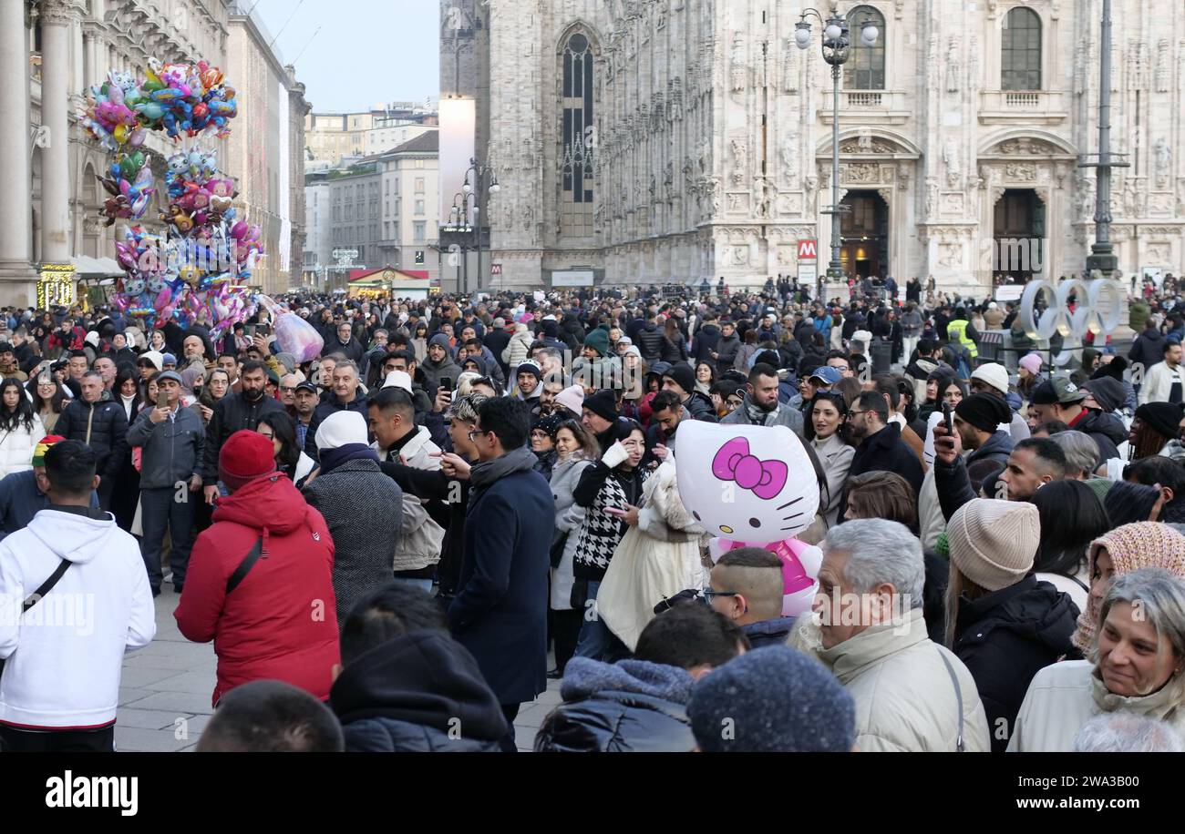 Milan, Italy. 01st Jan, 2024. Traditional walk in the city center on ...