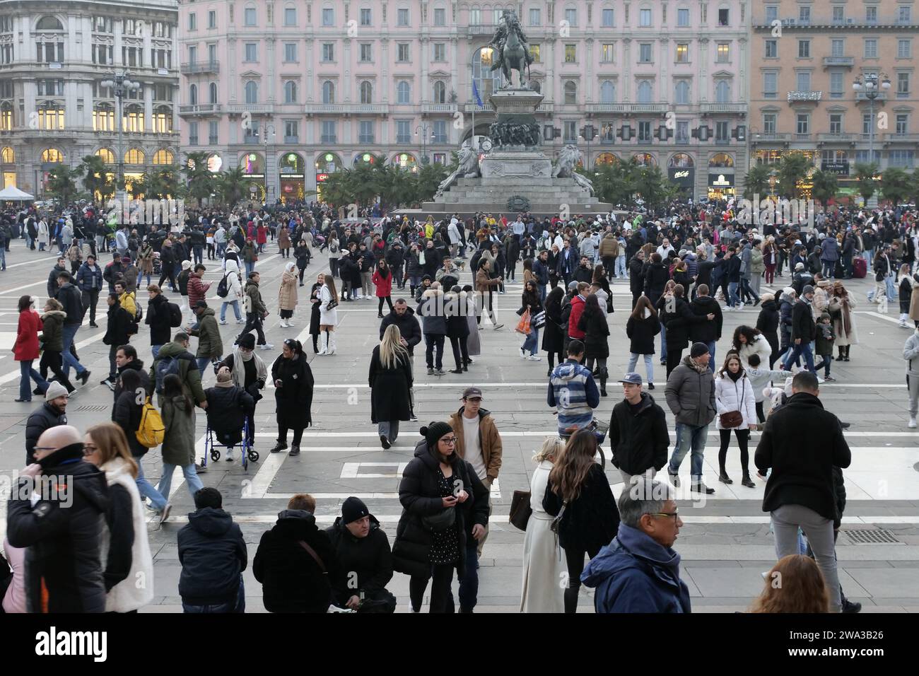 Milan, Italy. 01st Jan, 2024. Traditional walk in the city center on ...