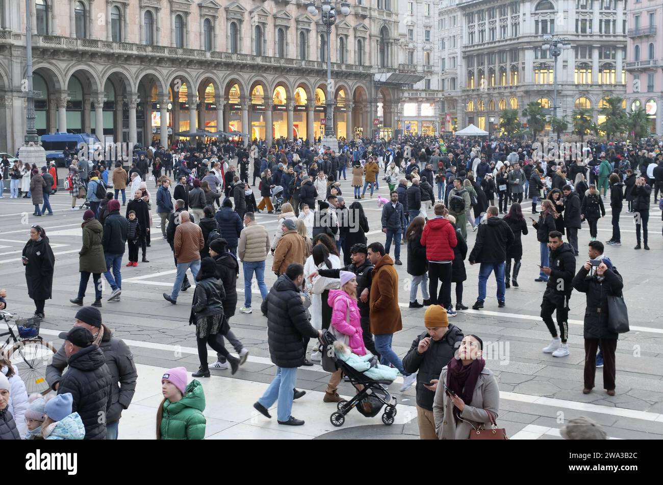 Milan, Italy. 01st Jan, 2024. Traditional walk in the city center on ...