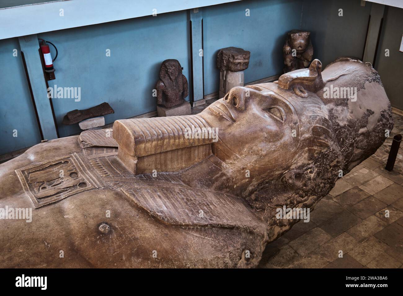 Memphis, Egypt - January 2, 2024: A monumental statue of Ramesses II ...