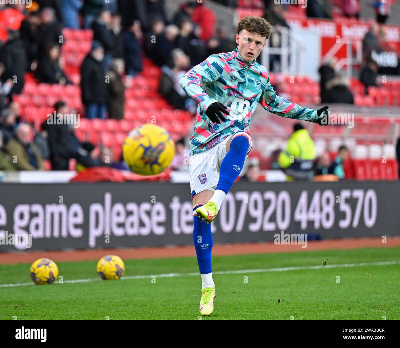 Stoke On Trent, UK. 01st Jan, 2024. Nathan Broadhead of Ipswich Town ...