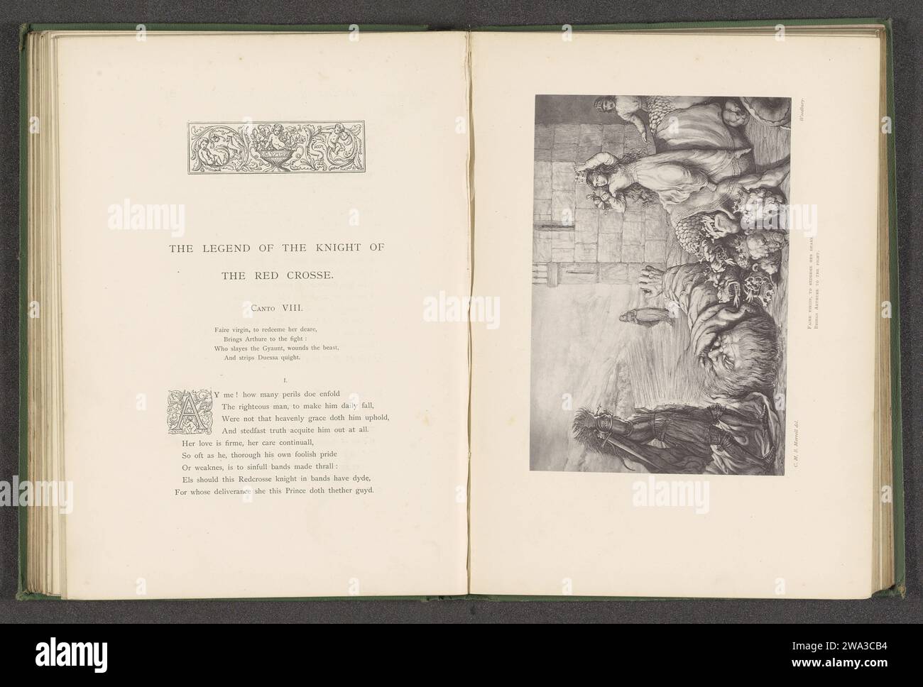 Photo production of a drawing, representing King Arthur beats the giant ...