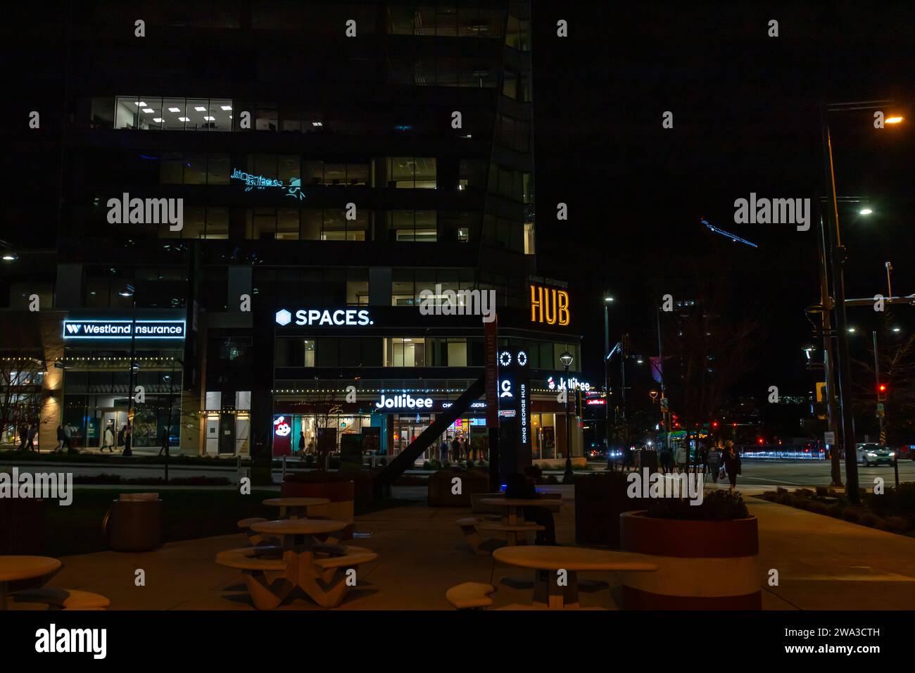 Surrey, CANADA - Dec 31 2023 : King George Hub signage and streetscape ...