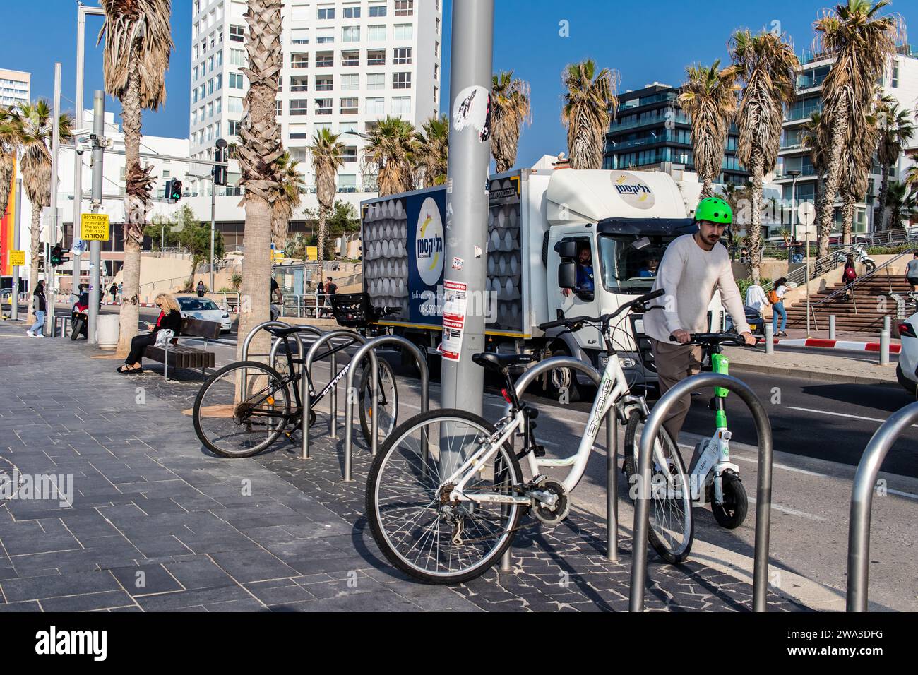 Tel Aviv, Israel – January 1, 2024 Heavy car traffic on Herbert Samuel ...