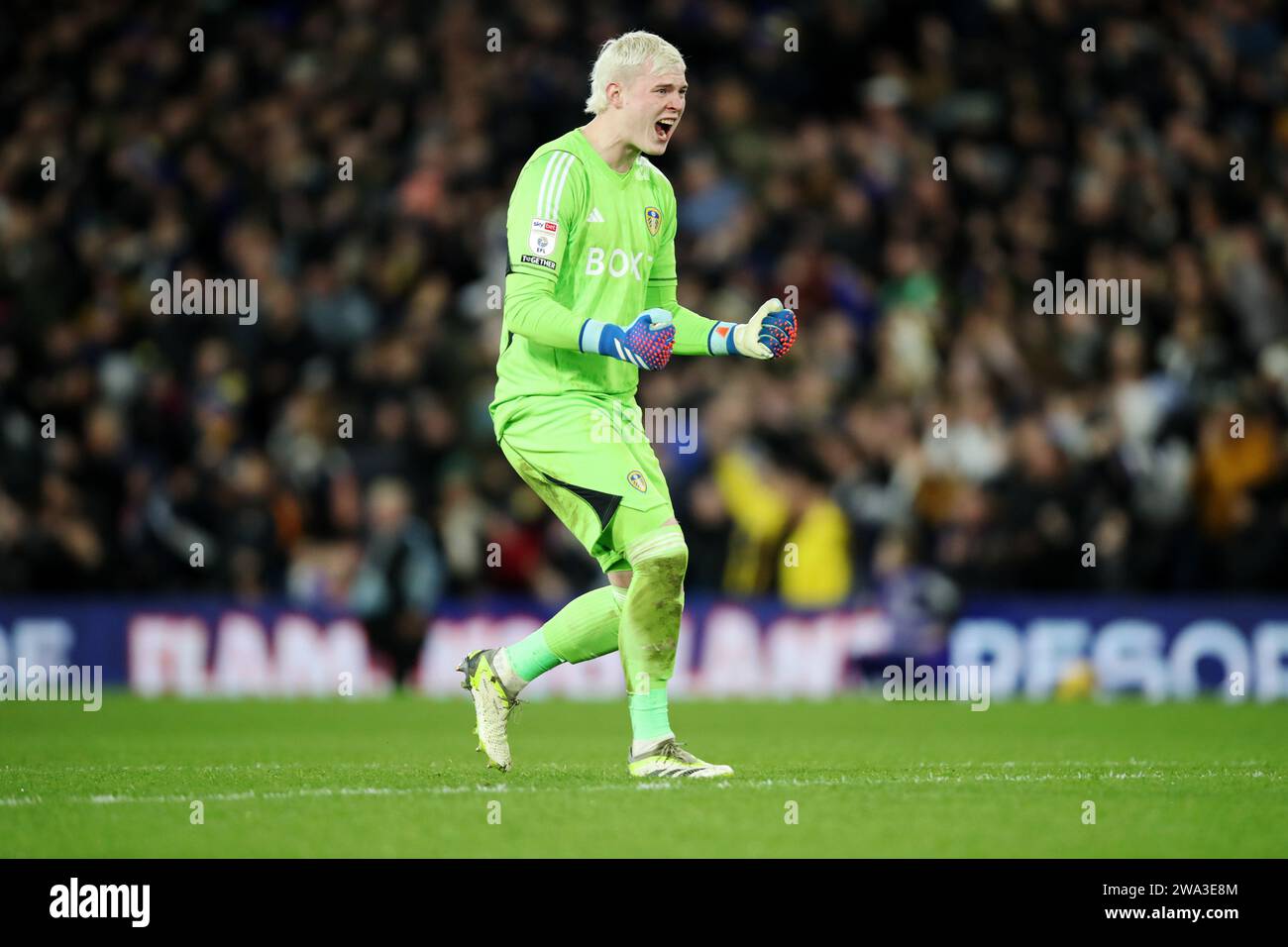 Leeds, UK. 1st Jan, 2024. Kristoffer Klaesson of Leeds United ...