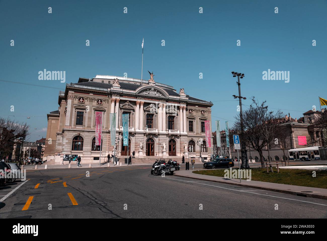 Geneva, Switzerland - 25 March 2022: Place Neuve is one of the main ...