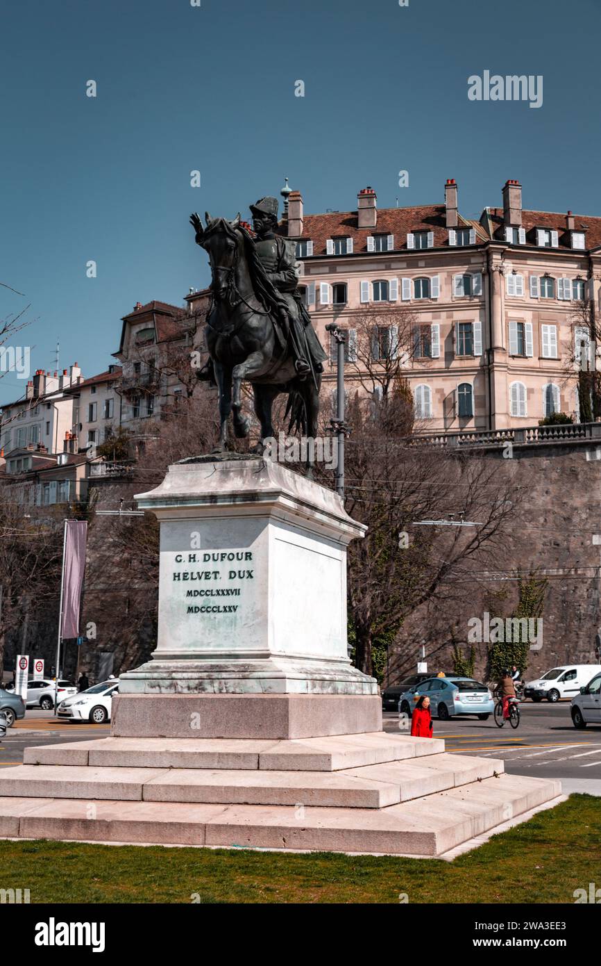 Geneva, Switzerland - 25 March 2022: Place Neuve is one of the main ...