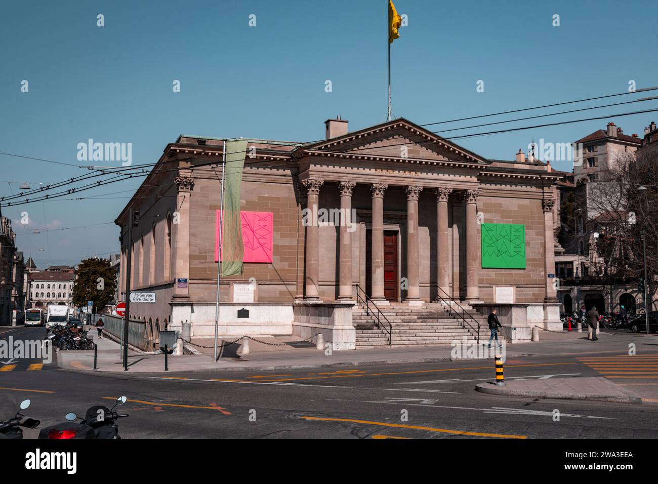 Geneva, Switzerland - 25 March 2022: Place Neuve is one of the main ...