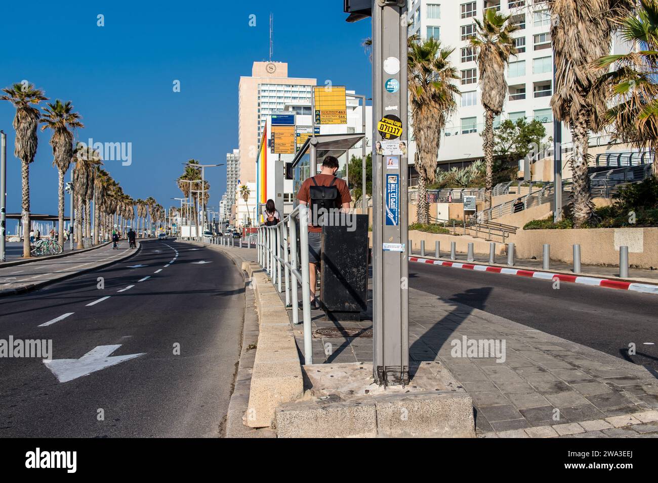Tel Aviv, Israel – January 1, 2024 Heavy car traffic on Herbert Samuel ...