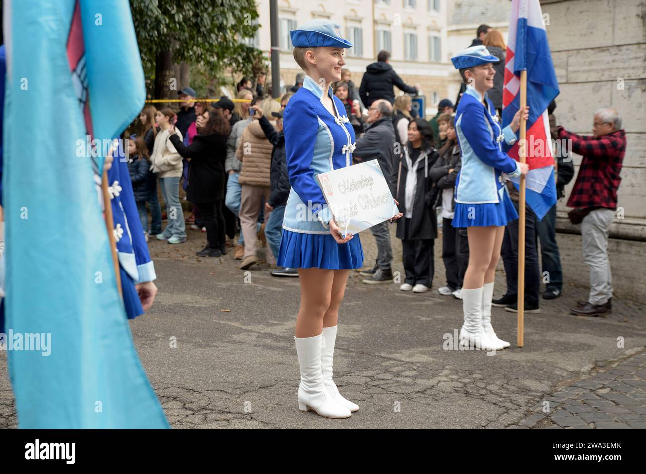 Rome, Italy. 1st Jan, 2024. One of the majorettes during the Rome ...