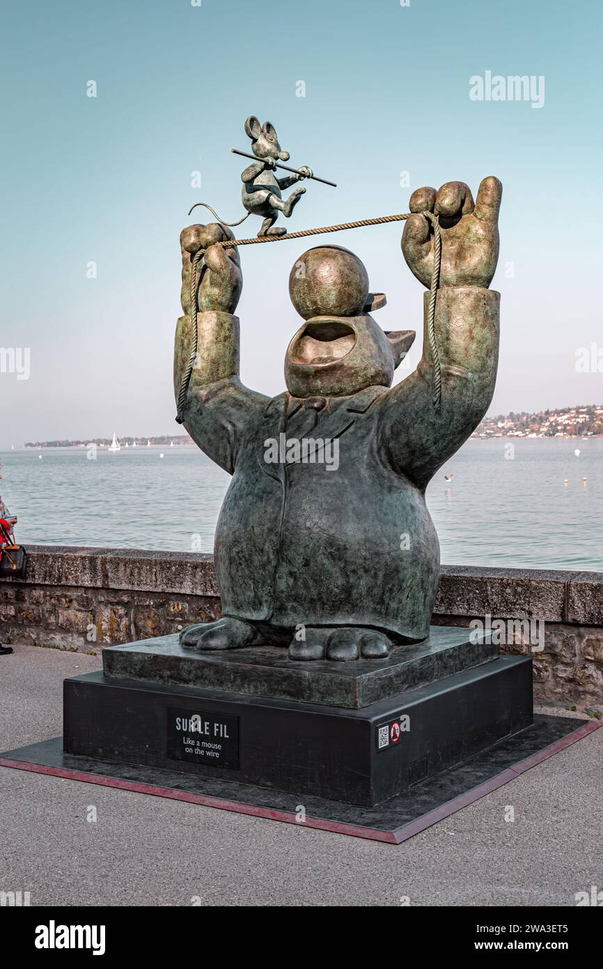 Geneva, Switzerland - 25 March 2022: Exhibition of sculptures Le Chat ...