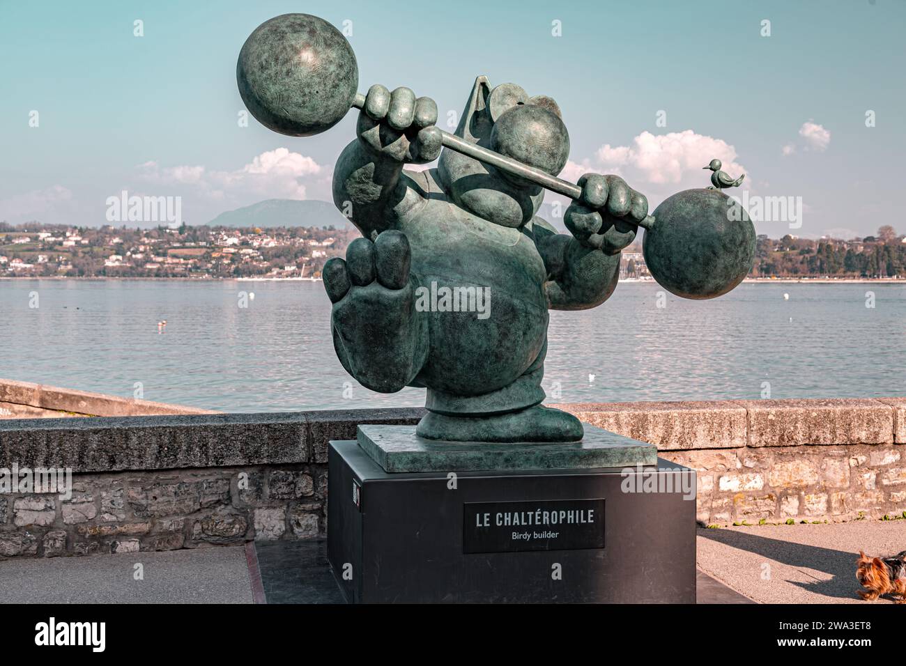 Geneva, Switzerland - 25 March 2022: Exhibition of sculptures Le Chat ...