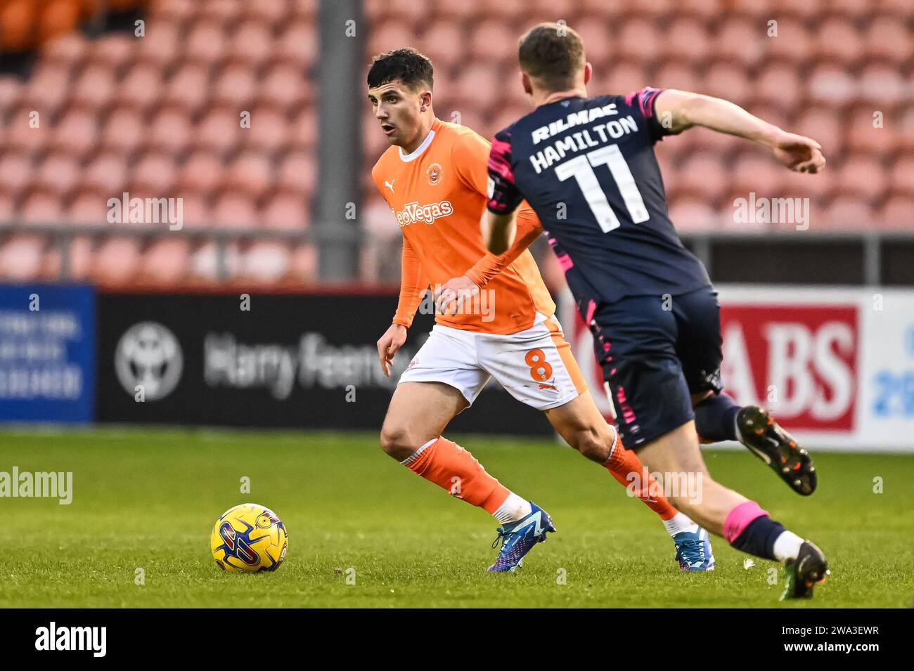 Albie Morgan of Blackpool in action during the Sky Bet League 1 match ...
