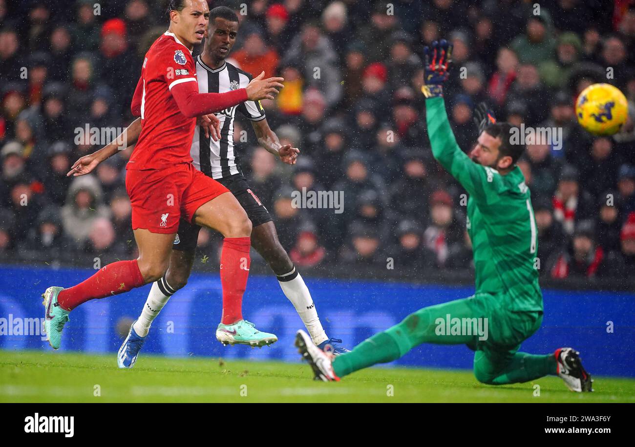 Newcastle United's Alexander Isak scores their side's first goal of the ...