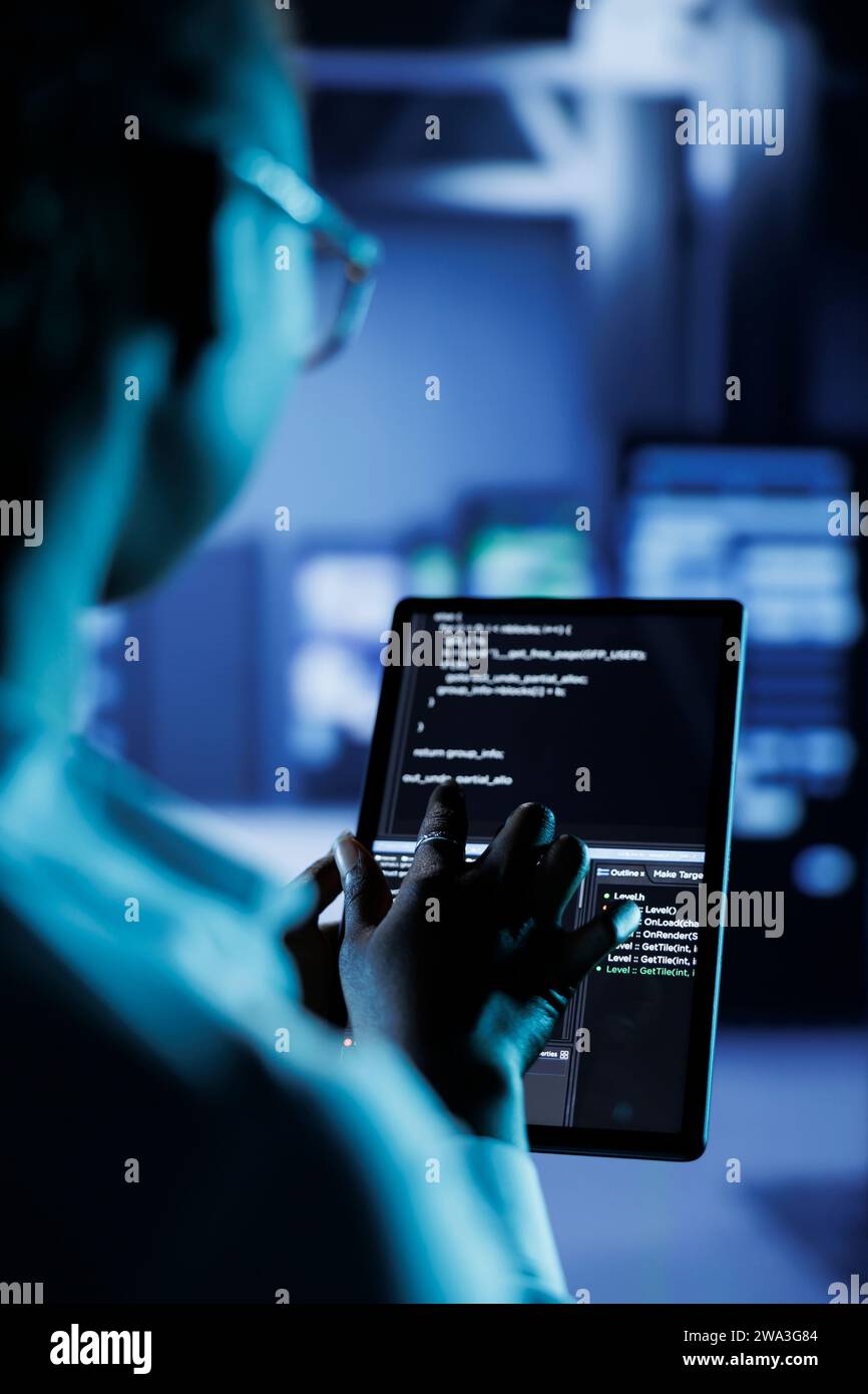 Close up of admin building firewall protection in server room housing ...