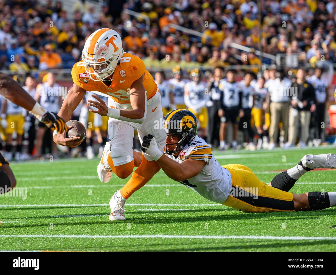 Orlando, Florida, USA. January 1, 2024: Iowa linebacker Jaden Harrell ...