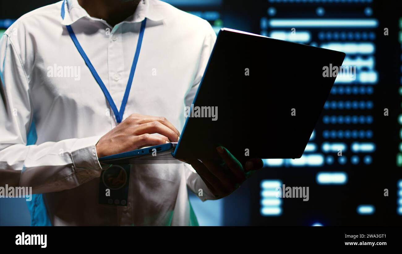 Expert Making Sure Servers In Data Storage Enterprise Are Perfectly