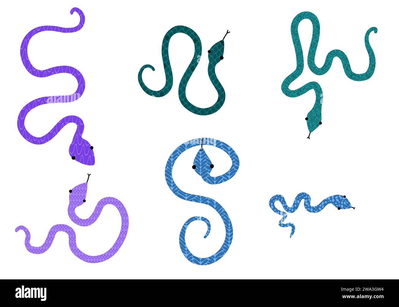 Christmas cartoon animals set snake pattern for new year wrapping paper ...