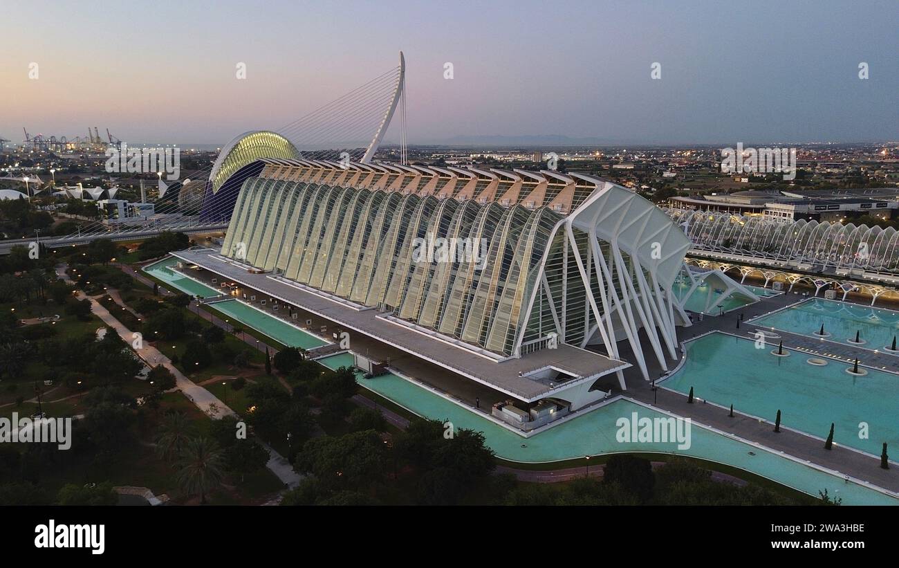 drone photo Príncipe Felipe Science Museum Valencia Spain europe Stock ...