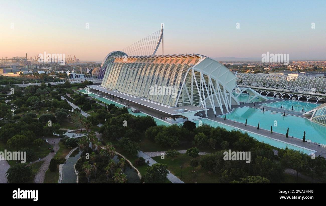 drone photo Príncipe Felipe Science Museum Valencia Spain Europe Stock ...