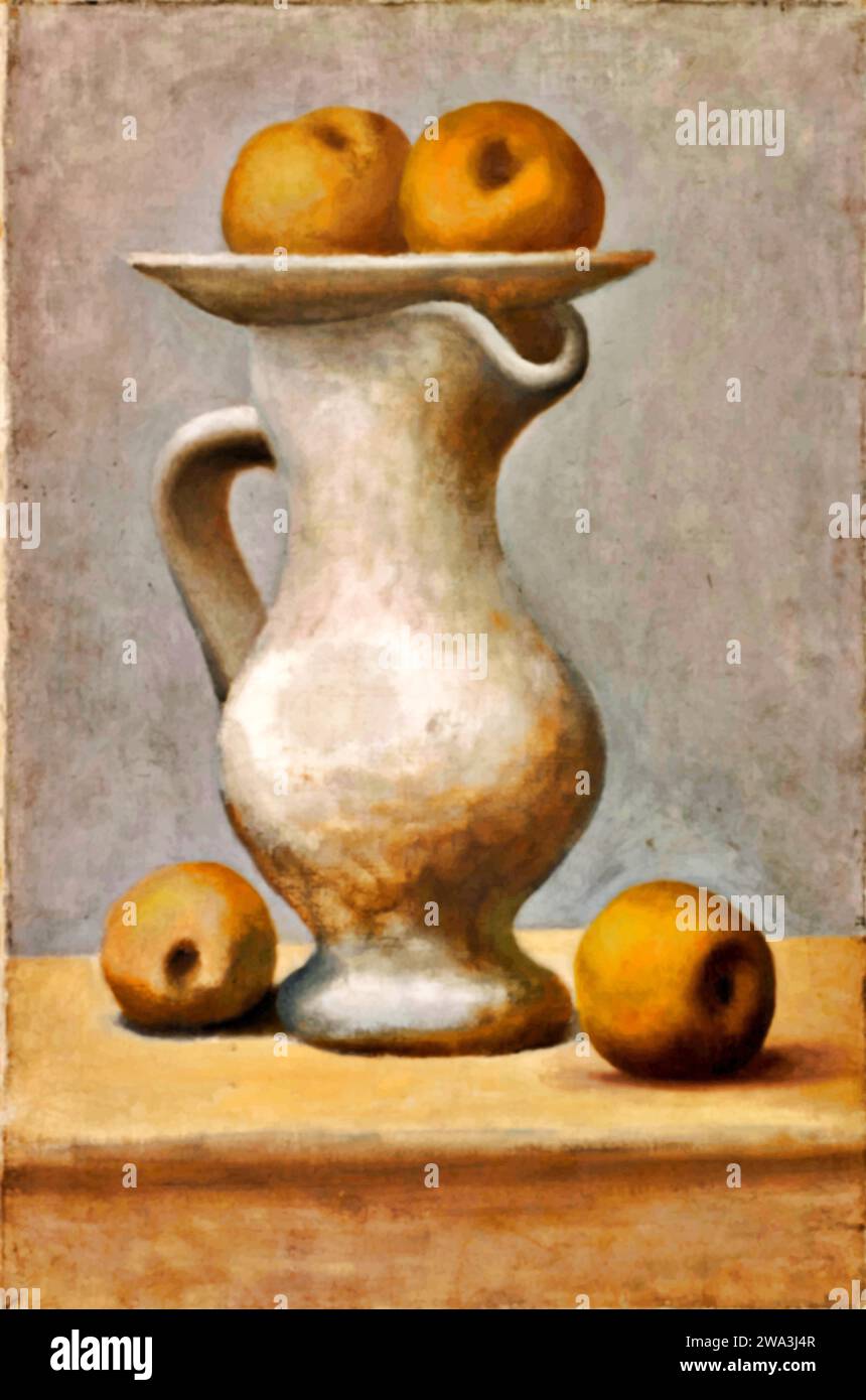 Still life with pitcher and apples, 1919 (Painting) by Artist Picasso ...