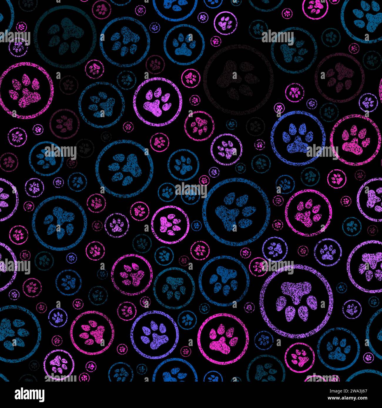 Cartoon animals footprints seamless cat and dog pattern for wrapping ...