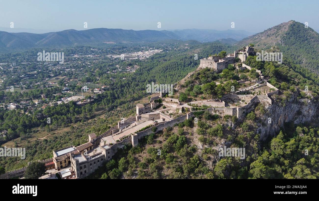 drone photo Xativa castle, Castell de Xàtiva Spain Europe Stock Photo ...