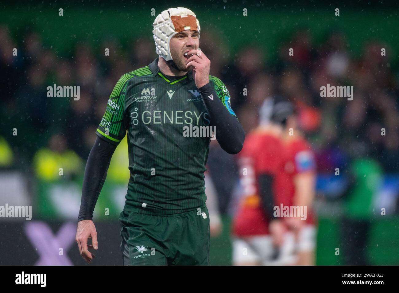 Galway, Ireland. 01st Jan, 2024. Mack Hansen of Connacht during the ...