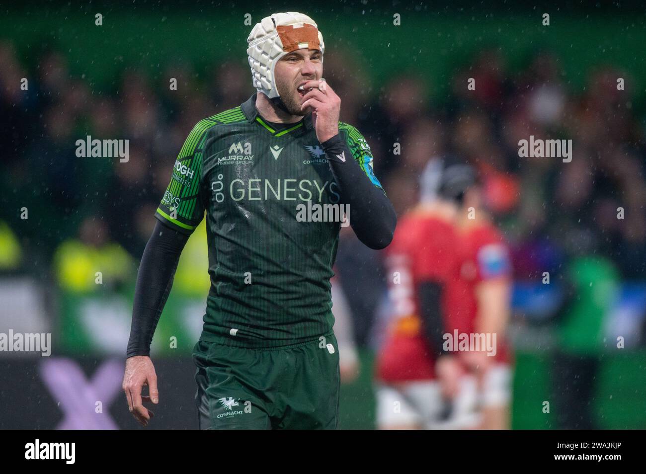 Galway, Ireland. 01st Jan, 2024. Mack Hansen of Connacht during the ...
