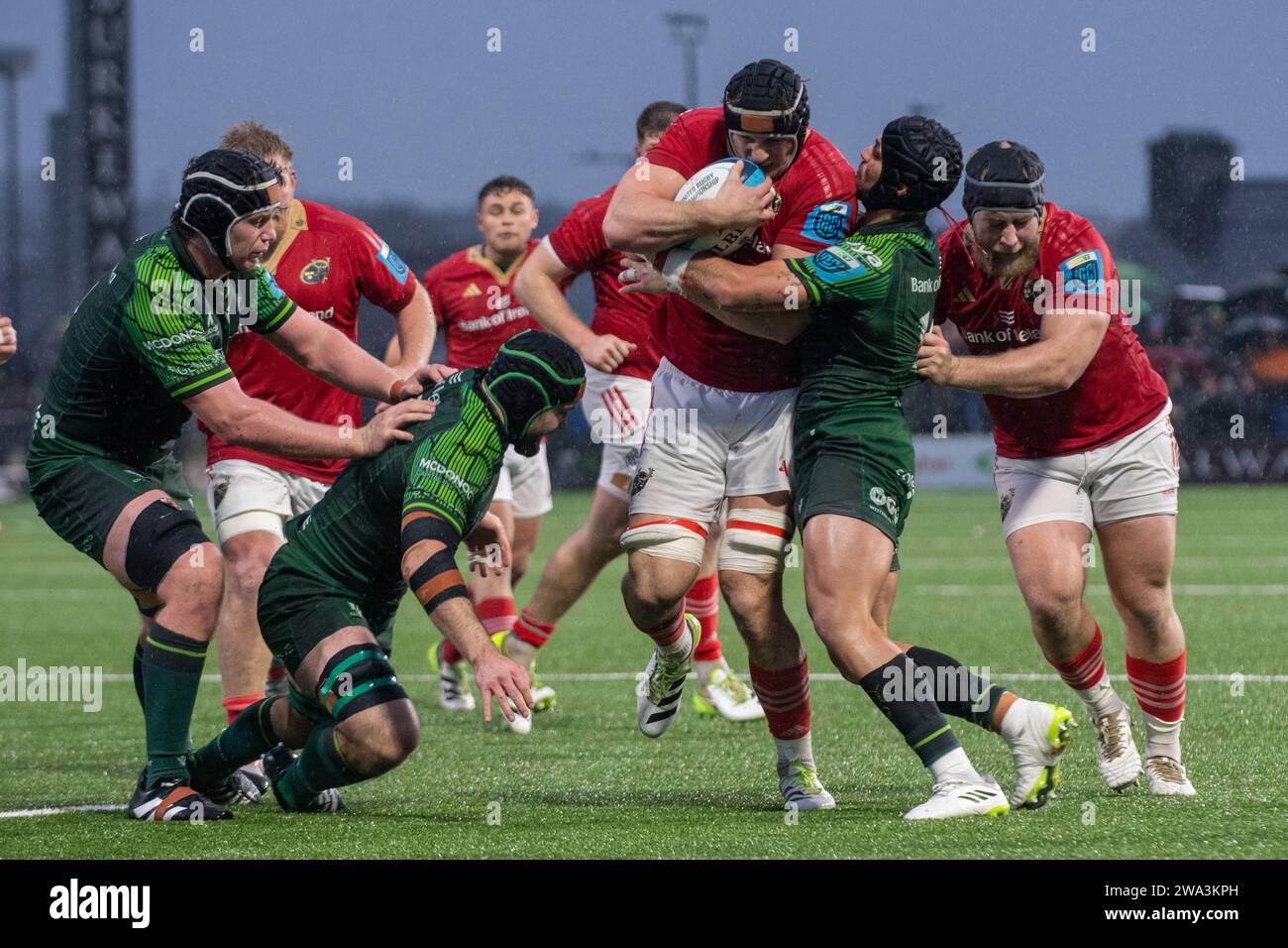 Galway, Ireland. 01st Jan, 2024. Gavin Coombes of Munster with the ball ...