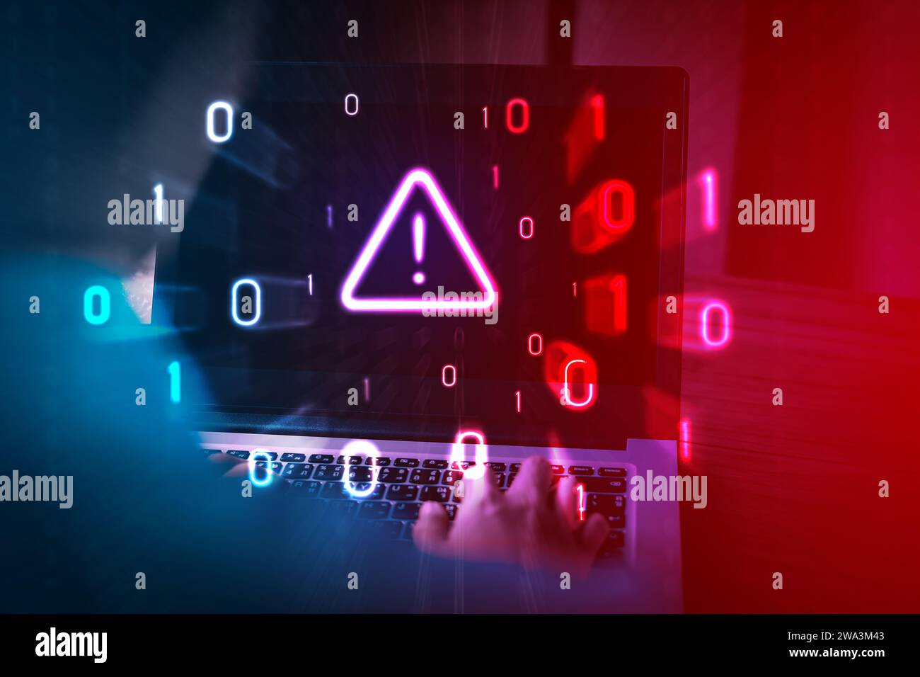 System hacked warning alert, Cyberattack computer network ... System hacked warning alert, Cyberattack computer network ...