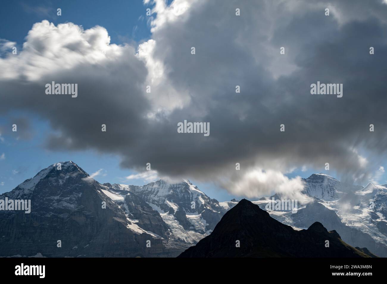 Eiger, Monch, Jungfrau and Silberhorn, from Mannlichen, Bernese Alps ...