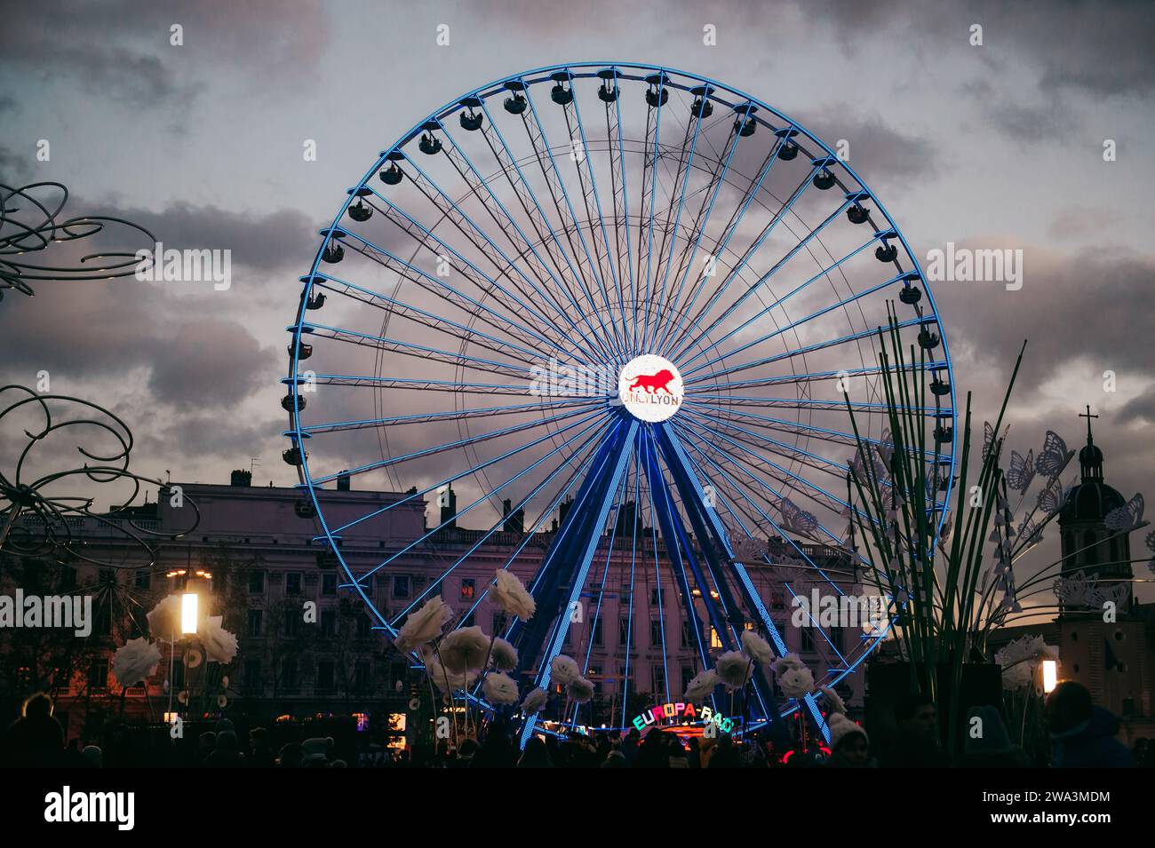 Big wheel in Lyon during Light Festival 2017, France Stock Photo - Alamy